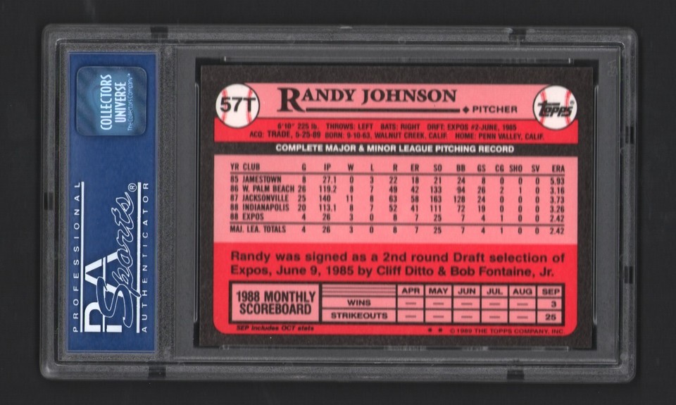 Randy Johnson Mariners 1989 Topps Traded Tiffany #57T Rookie Card Rc ...