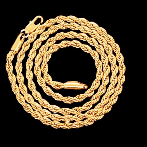 18-24Inch 18K Gold 4mm Round Rope Chain Necklace for Women Man Fashion ...