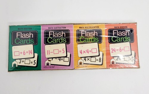 vtg EDU-Cards CORP MATHEMATICS flash Cards USA Lot of 4 1970's NEW OLD ...