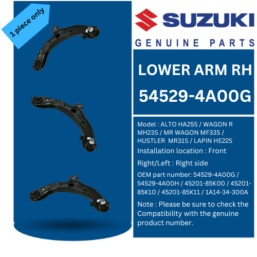 GENUINE SUZUKI LOWER ARM RH ALTO/WAGON R/MR WAGON/HUSTLER/LAPIN - 54529 ...