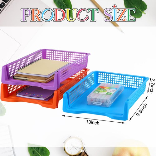 Ripeng 7 Pack Stackable Plastic Paper Bins in Bright Colors Desk Letter ...