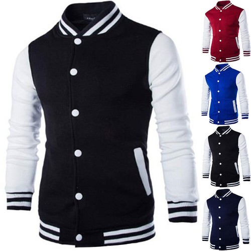 Mens Buttons Varsity Baseball Letterman Jacket College Uniform ...