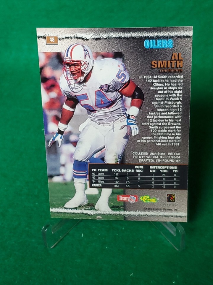 1995 Classic Pro Line Silver Houston Oilers Football #48 Al Smith | eBay