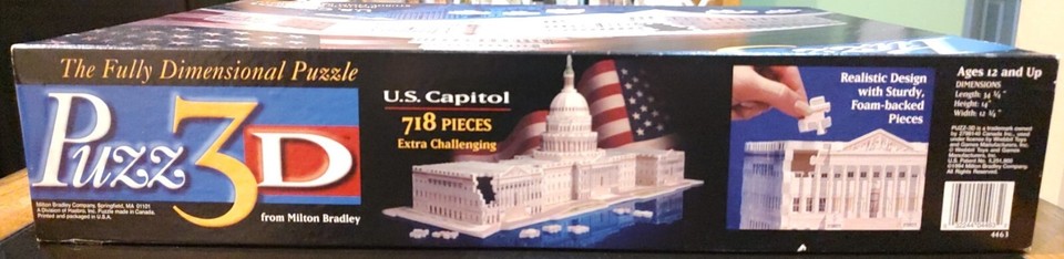 US Capitol Building 3D Puzzle by Milton Bradley 718pc Item #4463 ...