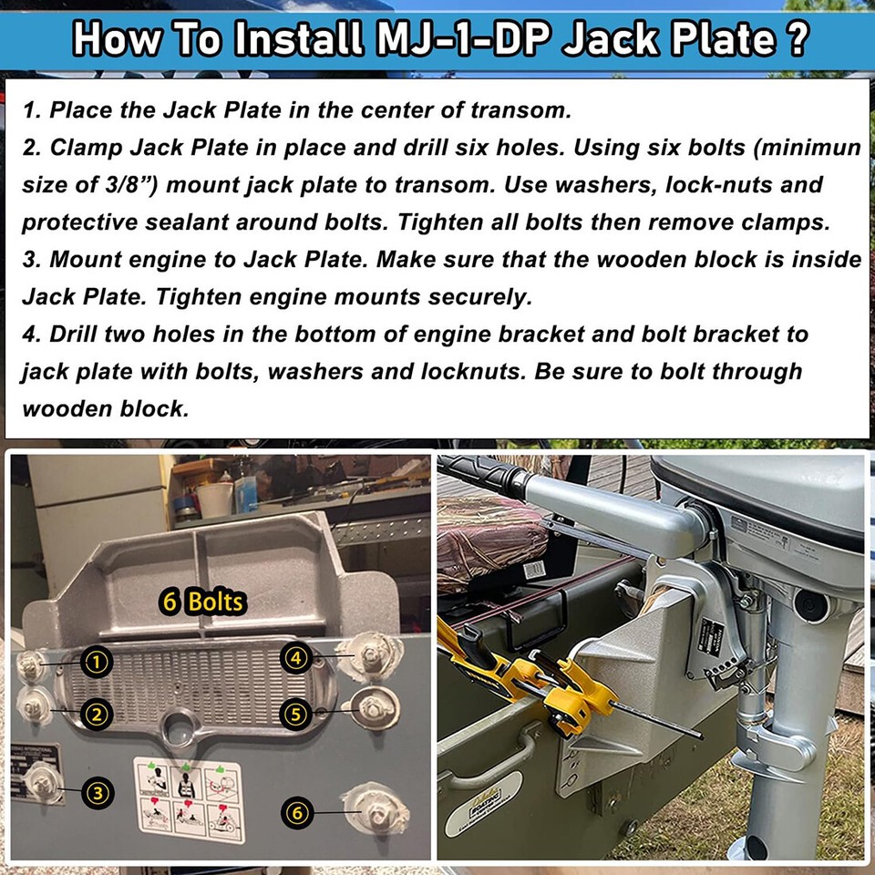 TH Marine MJ-1-DP Mini Jacker Outboard Jack Plate for Boat Motor ...