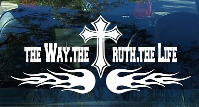 The Way The Truth The Life Sticker Decal Bible Jesus Cross Car Window ...