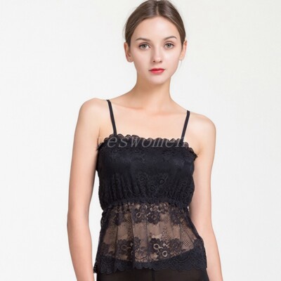 Women 100% Silk Padded Bralette Top Padded Wireless Bra Lace Half Cami ...