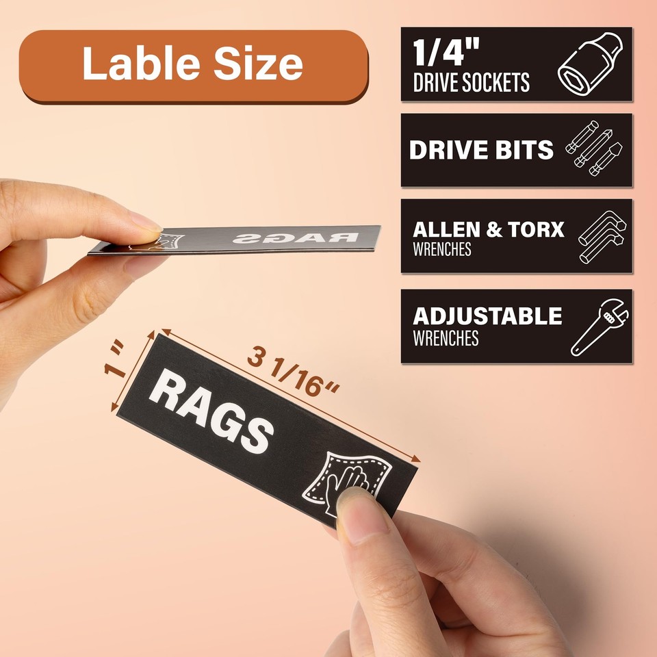 80 Pcs Tool Box Organizational Magnetic Labels for Tool Chest Drawer ...