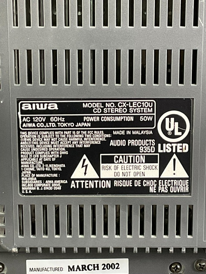 Aiwa XR-EC10 Micro 📻 Component Shelf CD Stereo System – 3-CD Changer ...