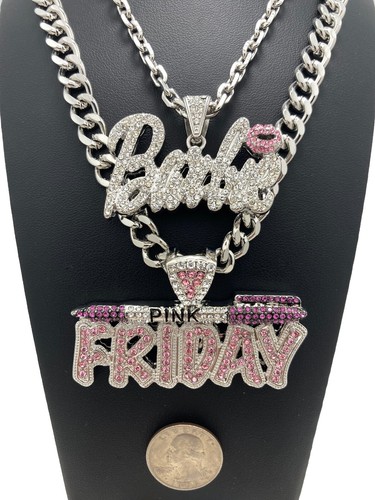 Nicki Barbie & Pink Friday Pendants With Link & Cuban Chains SET | eBay