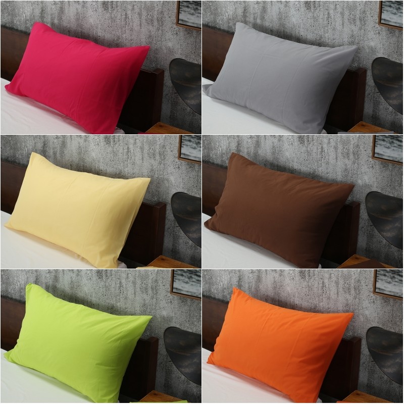 Solid Color Cotton Bed Pillowcases Bedding Pillow Case Cover Standard ...