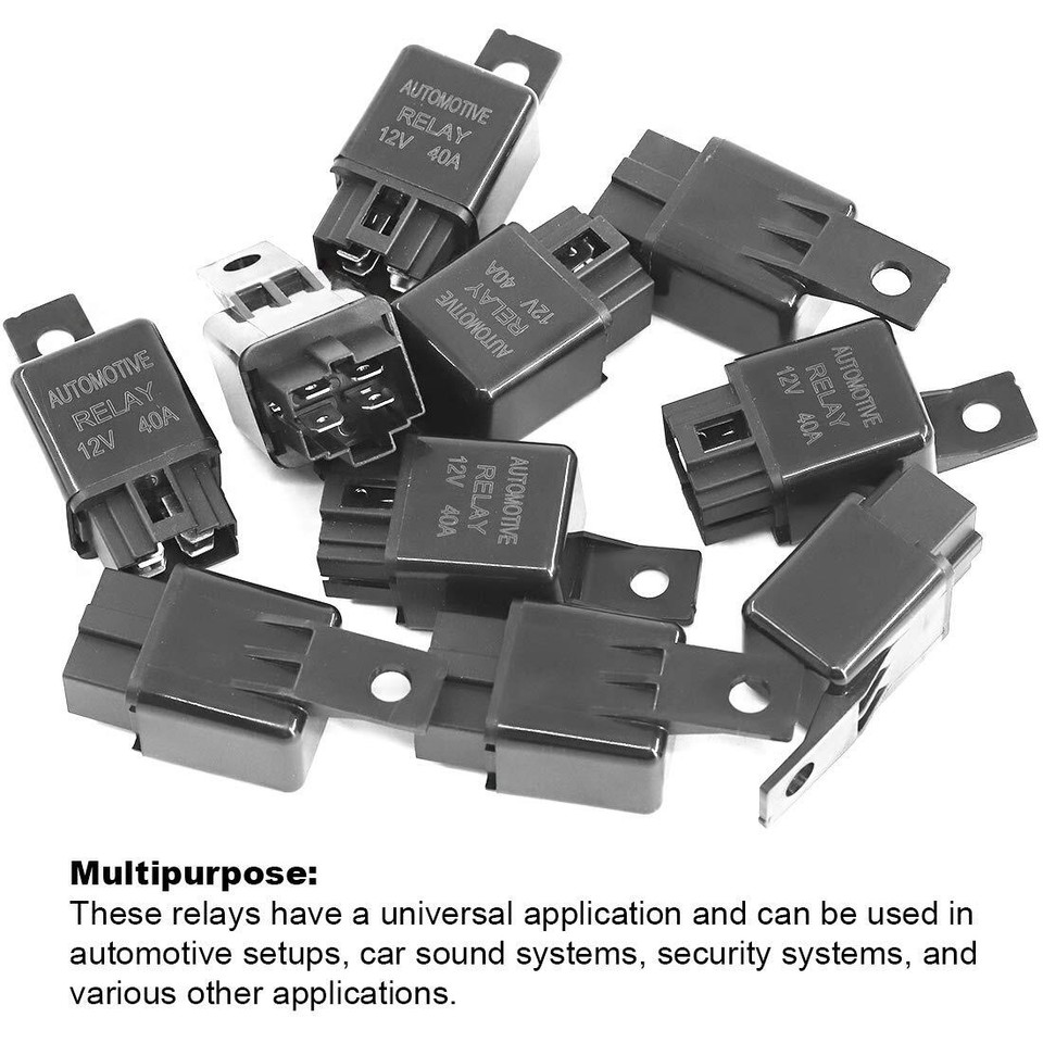 Glarks 10 Pack DC 12V 40 Amp 4-Pin SPST Electrical Relays Switch for ...