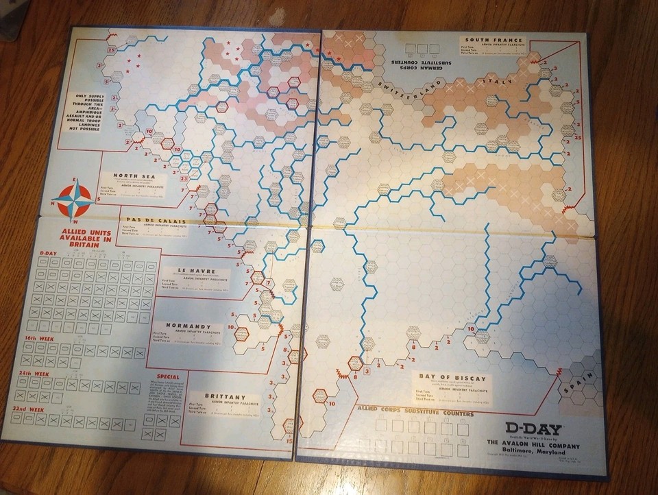 Vintage 1961 Avalon Hill D-Day Invasion Board Game World War II WW2 War ...