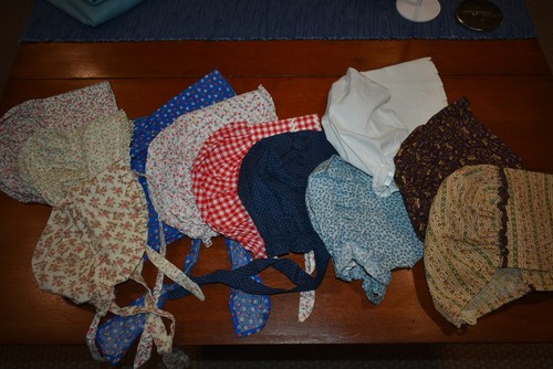 Lot of 11 Fabric Pioneer Prairie Style Costume Bonnets for Girls/Women ...