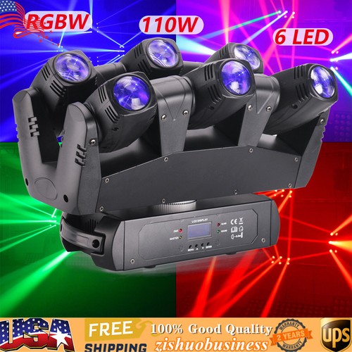 6 Head LED RGB Moving Head Stage Lighting Beam Laser Bar Disco Party DJ ...