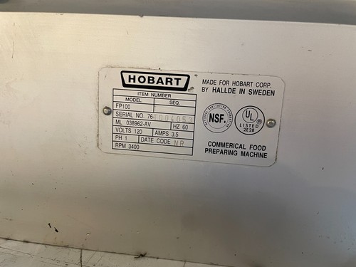 Used Hobart FP100 Commercial Feed Food Processor | eBay