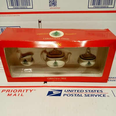 Spode Celebrating Traditions Christmas Tree Tea Set Teapot Sugar Bowl ...