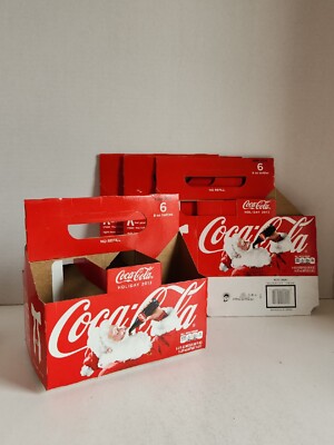 Lot Of 4 Coca Cola Christmas Holiday Cheer 2013 6 Pack Coke Bottles 8 ...