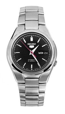 Seiko 5 SNK607 Men's Stainless Steel Black Dial Day Date Automatic ...