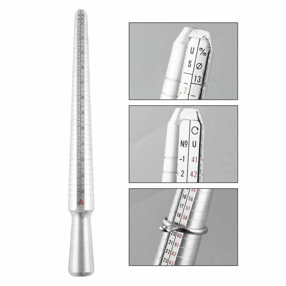 Metal Ring Size Gauges Set Measuring Ring with Mandrel Sizer Finger ...