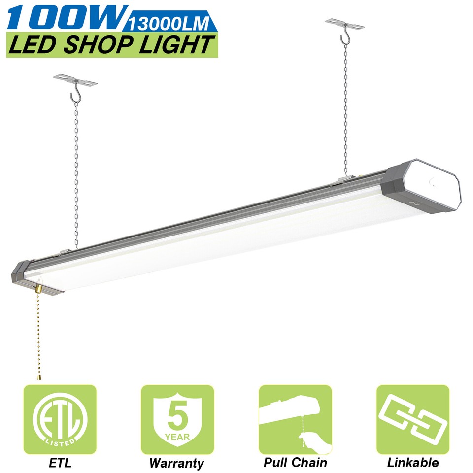 100W LED Shop Light 5000K Daylight Linkable Tube Fixtures Garage ...