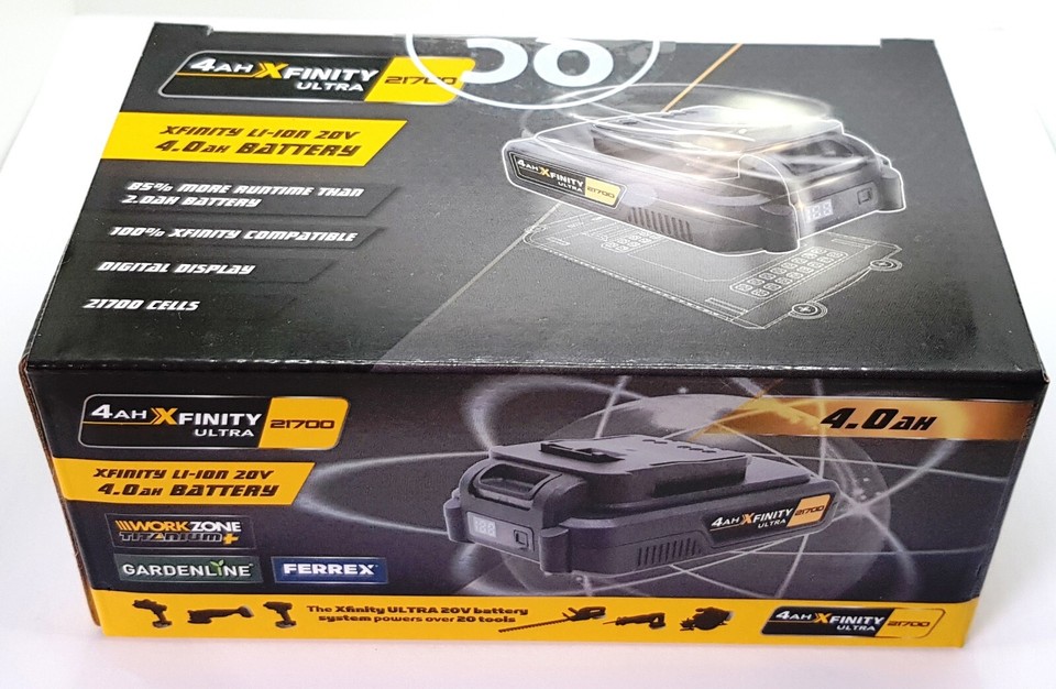 NEW XFINITY ULTRA, 20V 4.0 AH Li-Ion Battery. FERREX WORKZONE ...