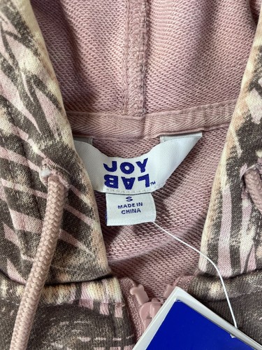 Joy Lab Woman’s Pink/brown Palm Tree Design Full Zip Hoodie Size Small ...