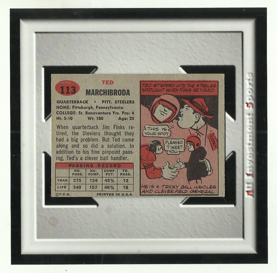 1957 Topps TED MARCHIBRODA #113 NM (oc) **fantastic football card ...