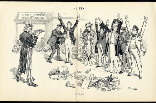 UNCLE SAM Holding Up Citizens Gunpoint 1903 POLITICAL CARTOON Print ...