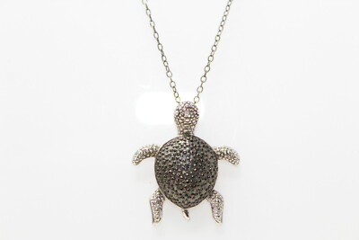 CUTE! Sterling Silver HAN 925 Sea TURTLE Pendant 18" Necklace | eBay