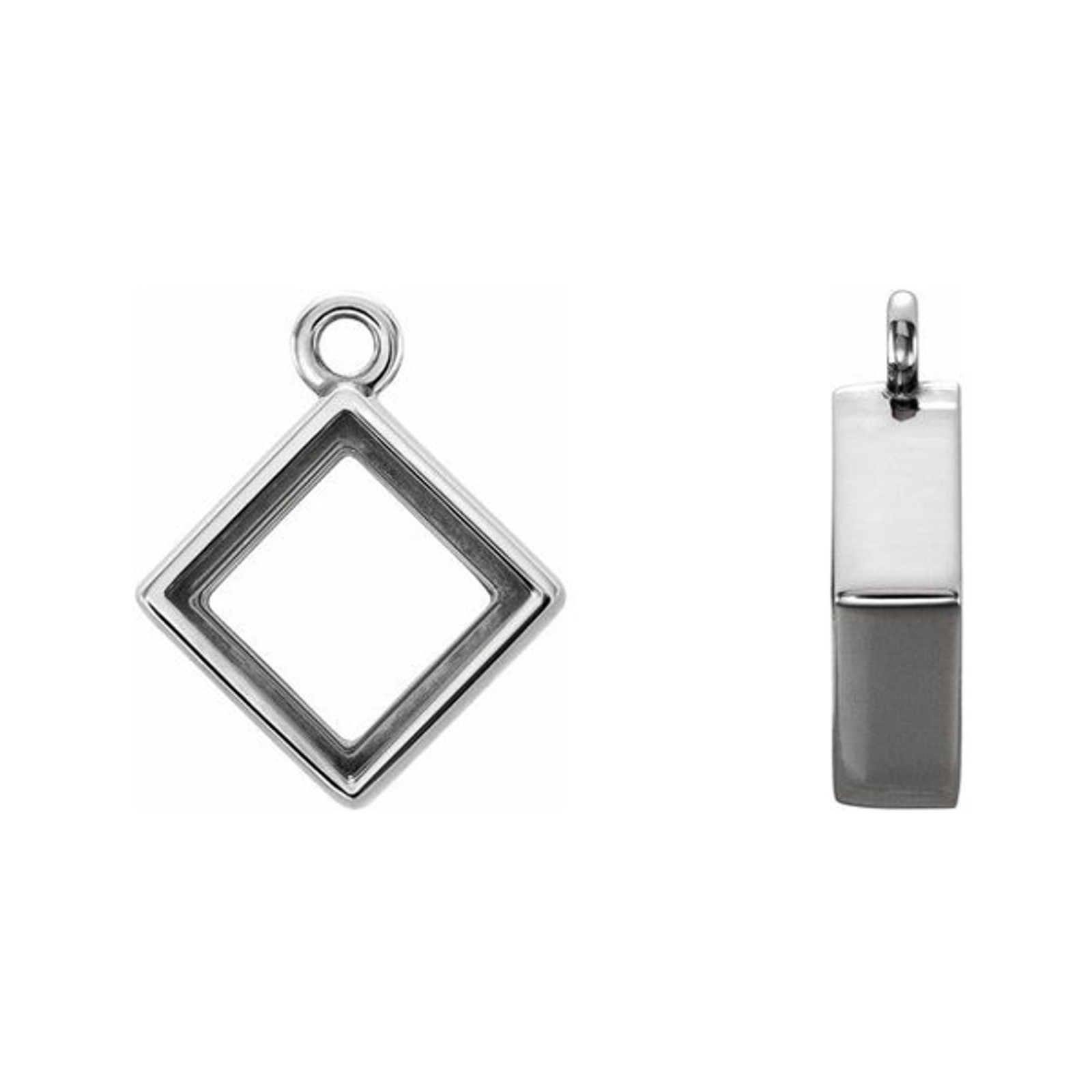 Platinum 7 mm Square Bezel-Set Cabochon Dangle Rubover Unset Setting ...