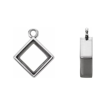 Platinum 7 mm Square Bezel-Set Cabochon Dangle Rubover Unset Setting ...