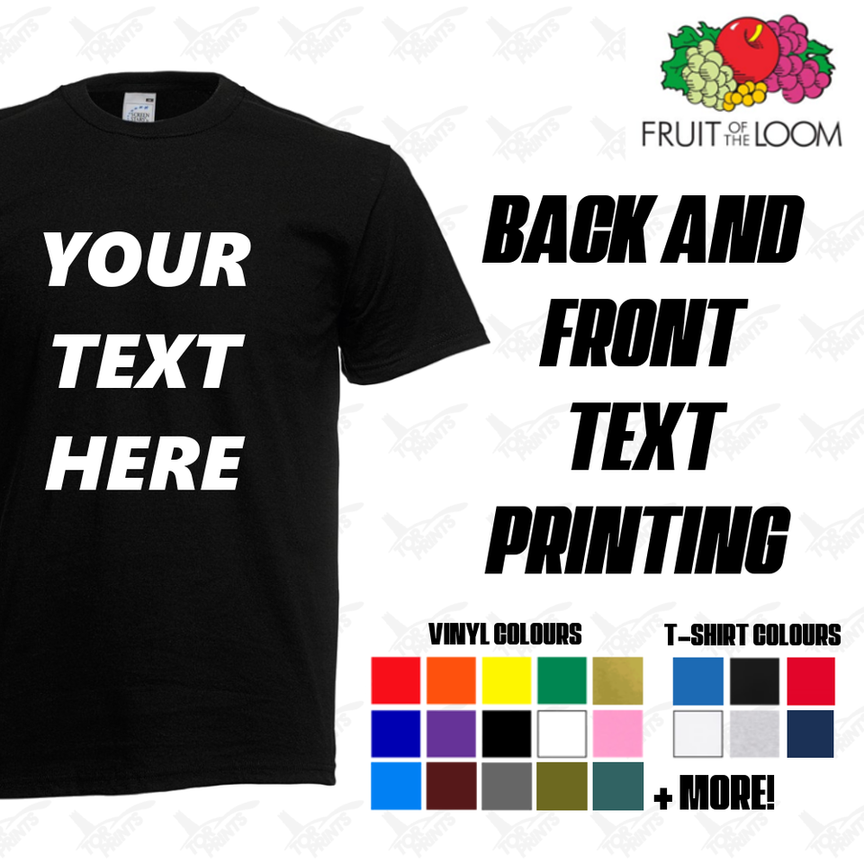 Personalised / Custom T-Shirt with Your Text Printed TShirt Unisex ...