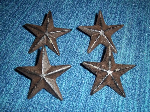 LOT of 4 Rustic Cast Iron Star Knob Cabinet Drawer Pull Metal | eBay