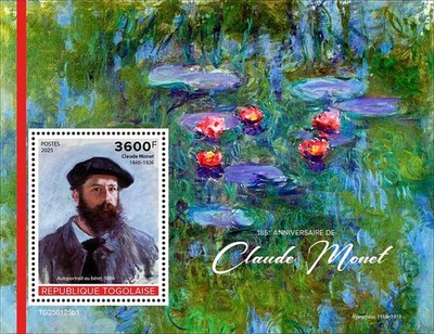 Claude Monet 185th Anniversary Paintings Art MNH Stamps 2025 Togo S/S ...