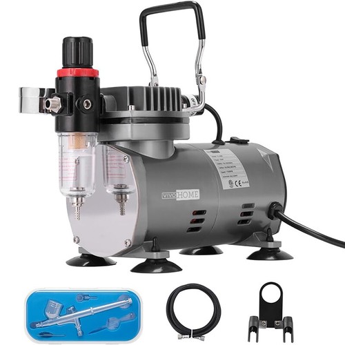 Airbrush Compressor Kit 110-120V Dual Action Airbrushing Paint System w ...