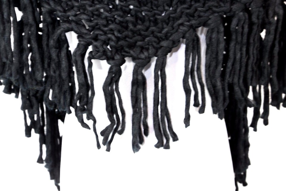 Thick Soft Chunky Knit Black Triangle Wrap Scarf B20 | eBay