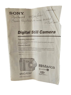 Sony Digital Mavica MVC-FD92 Original MANUAL ONLY Vintage 2001 Japan | eBay