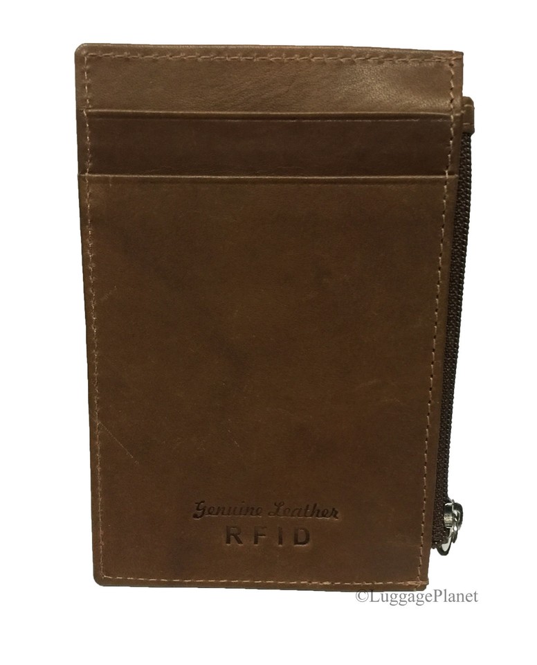 iLi Leather RFID Credit Card Stacker ID Wallet w/ Zip Pocket 7416 | eBay