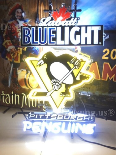 Labatt Blue Beer Pittsburgh Penguins 24"x20" Neon Lamp Sign Light Wall ...