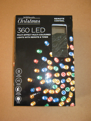 WHSmith Christmas 360 LED Multi-Effect Multi-Coloured Lights With ...