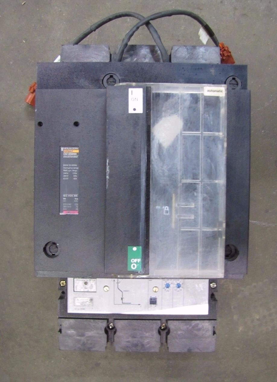 MERLIN GERIN CK1200HH 1000A AMP BREAKER 600V STR 25 DP CIRCUIT BREAKER ...