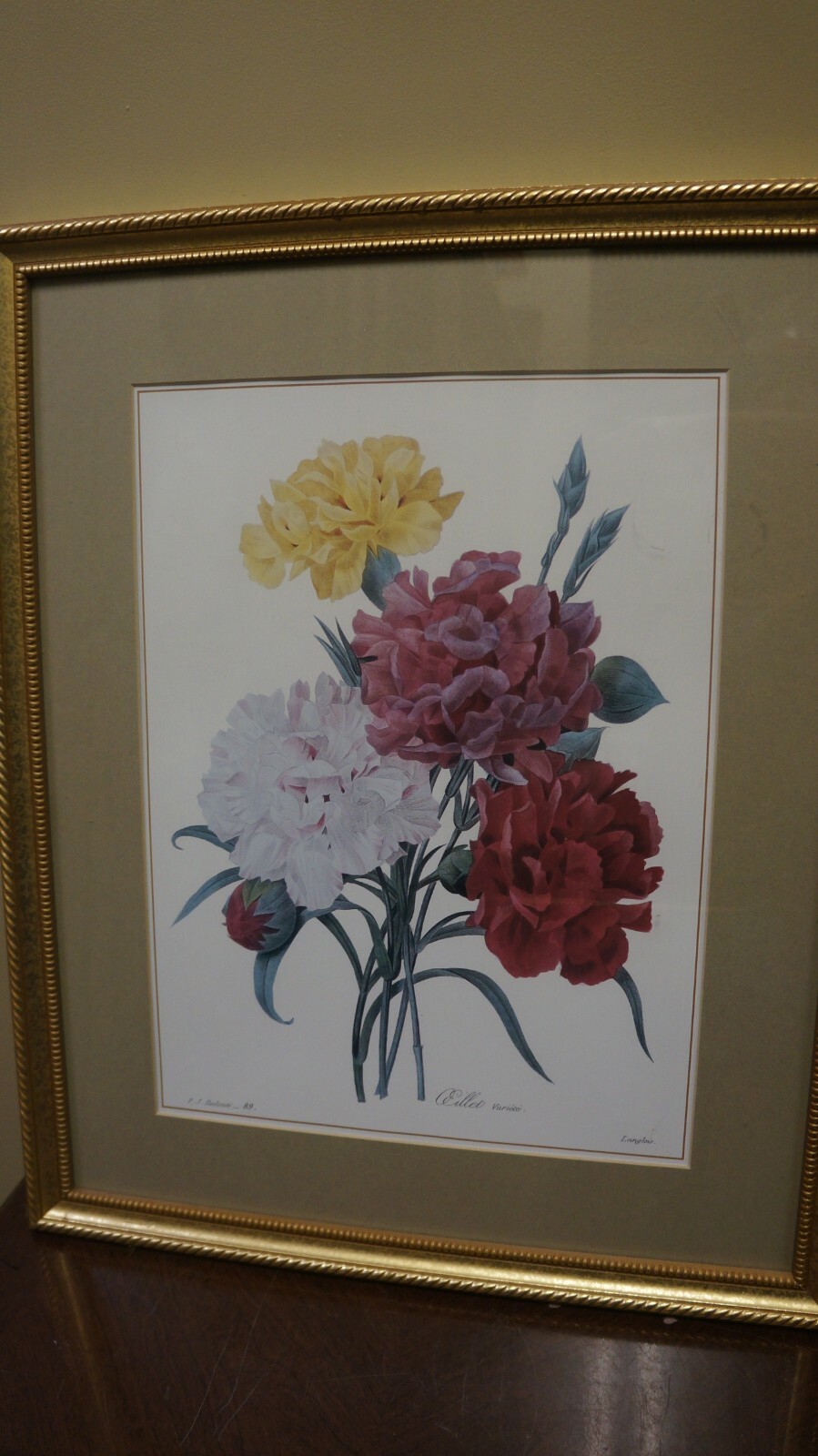 PJ REDOUTE 17.5 X 22 FRAMED EILLET VARIETE LANGLOIS FLOWER PICTURE 1989 ...