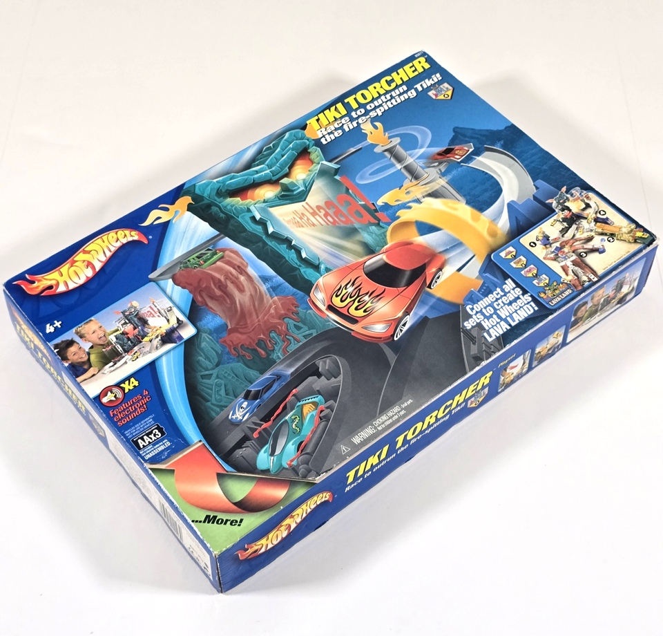 VINTAGE HOT WHEELS TIKI TORCHER RACETRACK PLAYSET 2003 LAVA LAND NIB ...