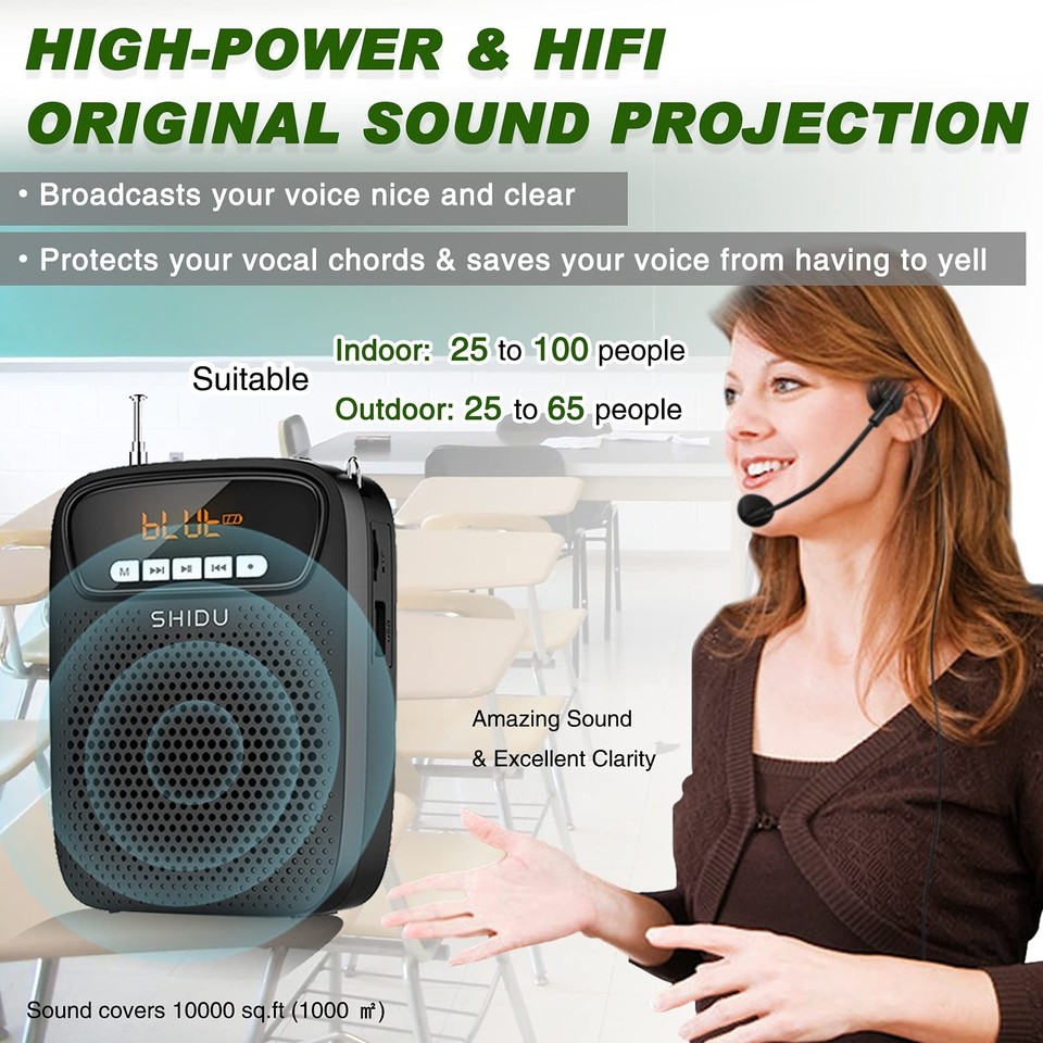 Portable Mini Voice Amplifier Wired Headset Microphone Speaker Set for ...