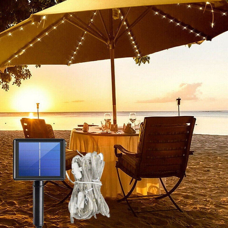 104 LED Umbrella Fairy Light Outdoor Garden Patio Lamps Table Parasol ...