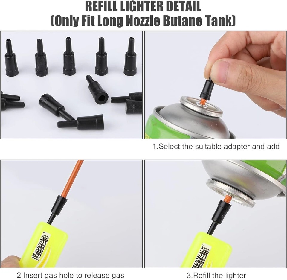 12-Pack Butane Tank Adapter Tips for Propane Gas Refill and Lighter ...