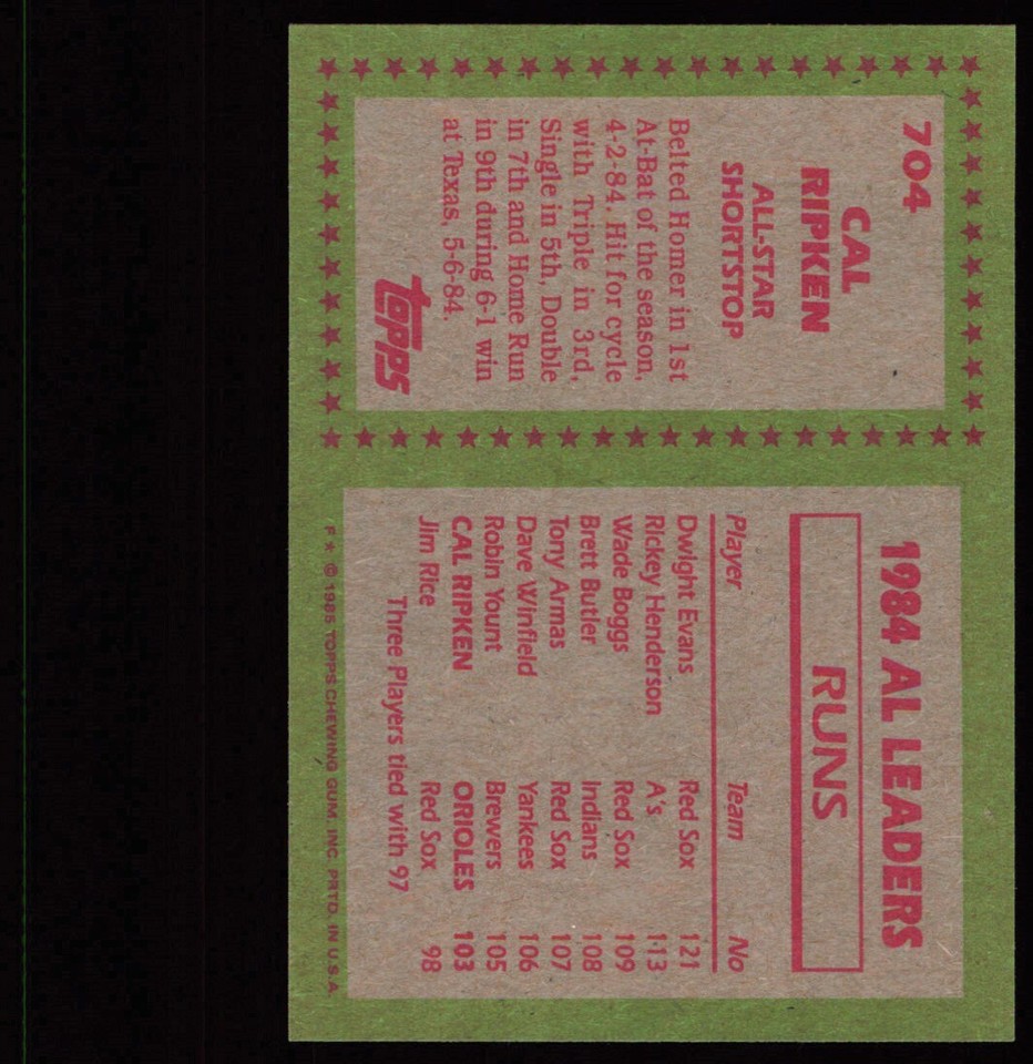 1985 Topps Cal Ripken Baltimore Orioles #704 | eBay