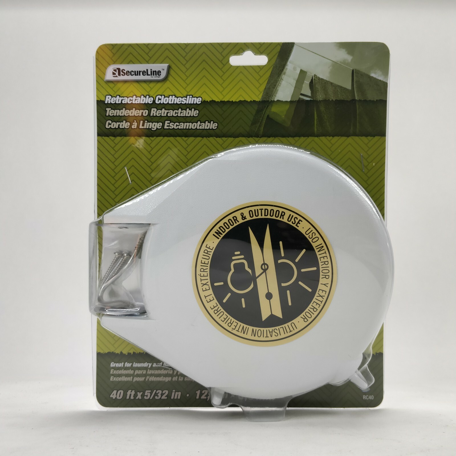 Secure Line 40ft Retractable Clothesline Reel Indoor Outdoor Use | eBay