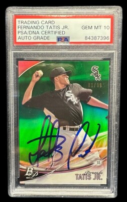 Fernando Tatis Jr Signed 2016 Bowman Platinum /99 Green Autographed PSA ...